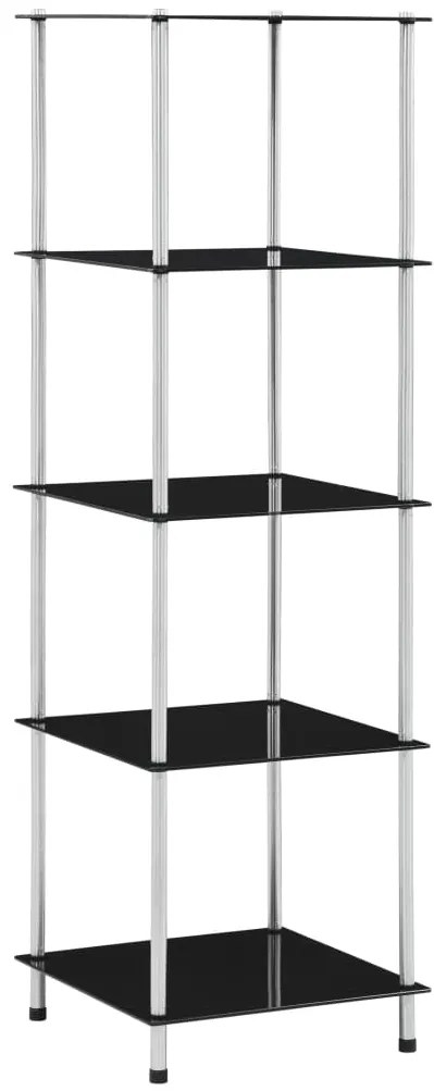 5patrová police černá 40 × 40 × 130 cm tvrzené sklo 249511