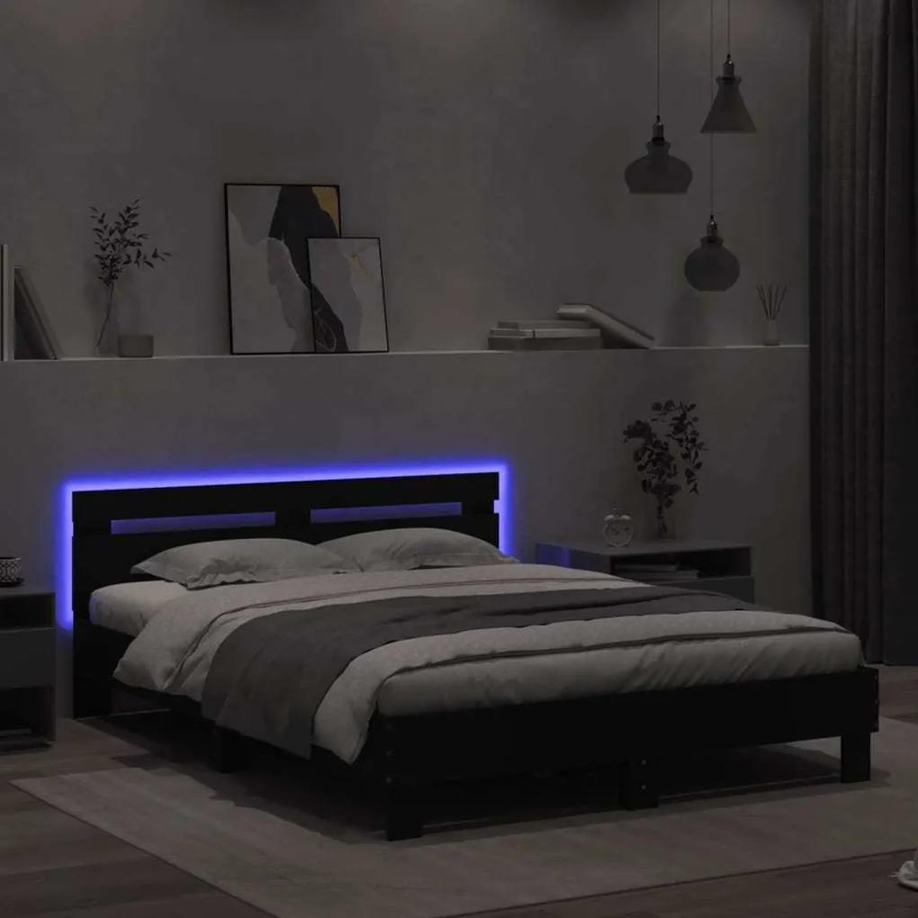 vidaXL Rám postele s čelem a LED osvětlením 150 x 200 cm [3207540] Barva: dub sonoma