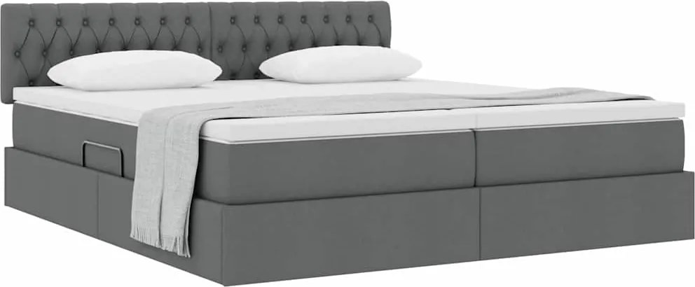 Postel s úložným prostorem Tmavě šedá 200 x 200 cm Umělá kůže 3370944
