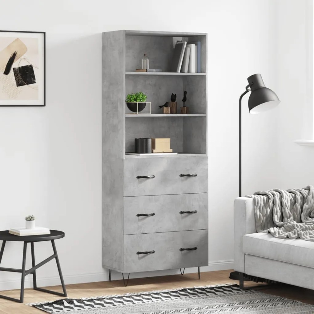 Skříň highboard betonově šedá 69,5x34x180 cm kompozitní dřevo