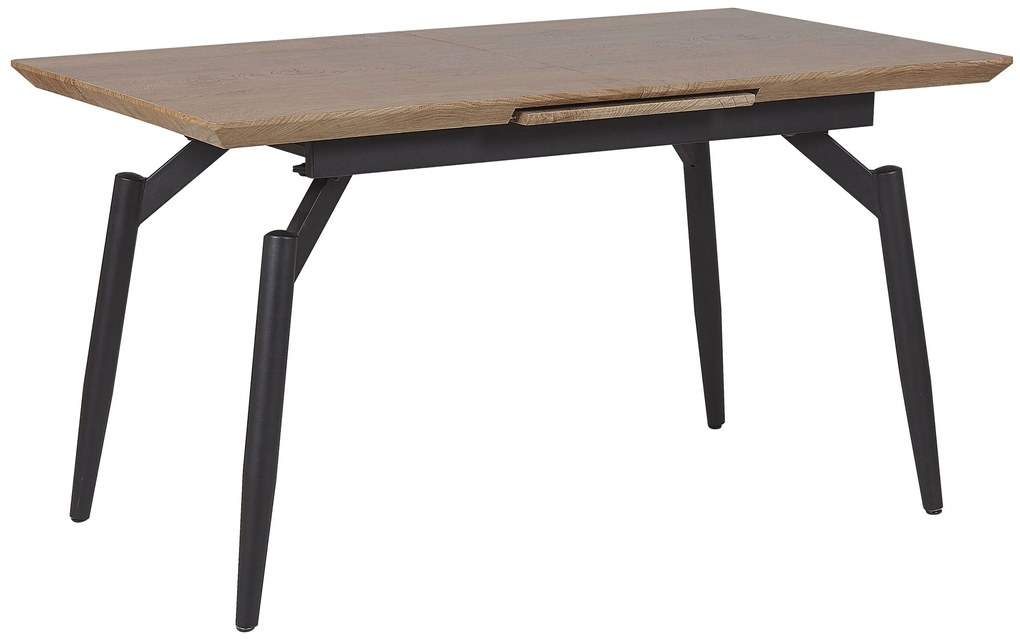 Rozkládací jídelní stůl 140/180 x 80 cm tmavé dřevo s černou BARBOSA Beliani