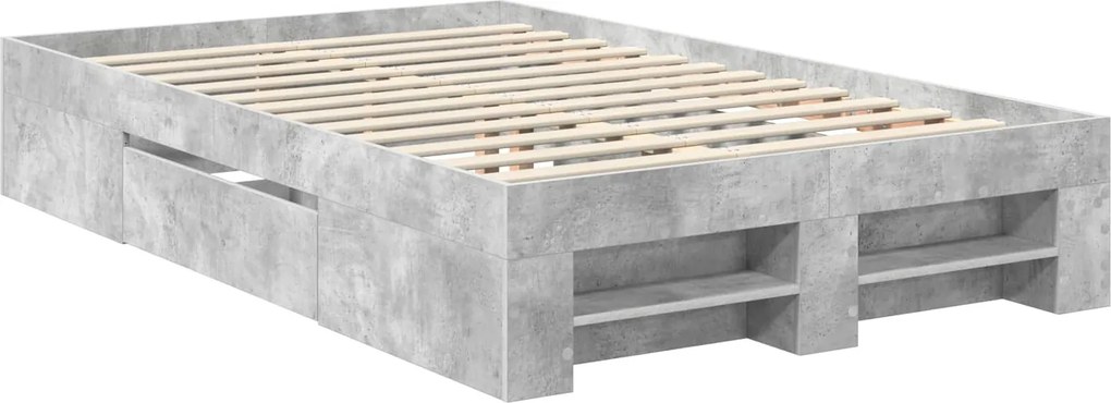 Rám postele s čelo Betonově šedá 137 x 203 cm Kompozitní dřevo 3408770