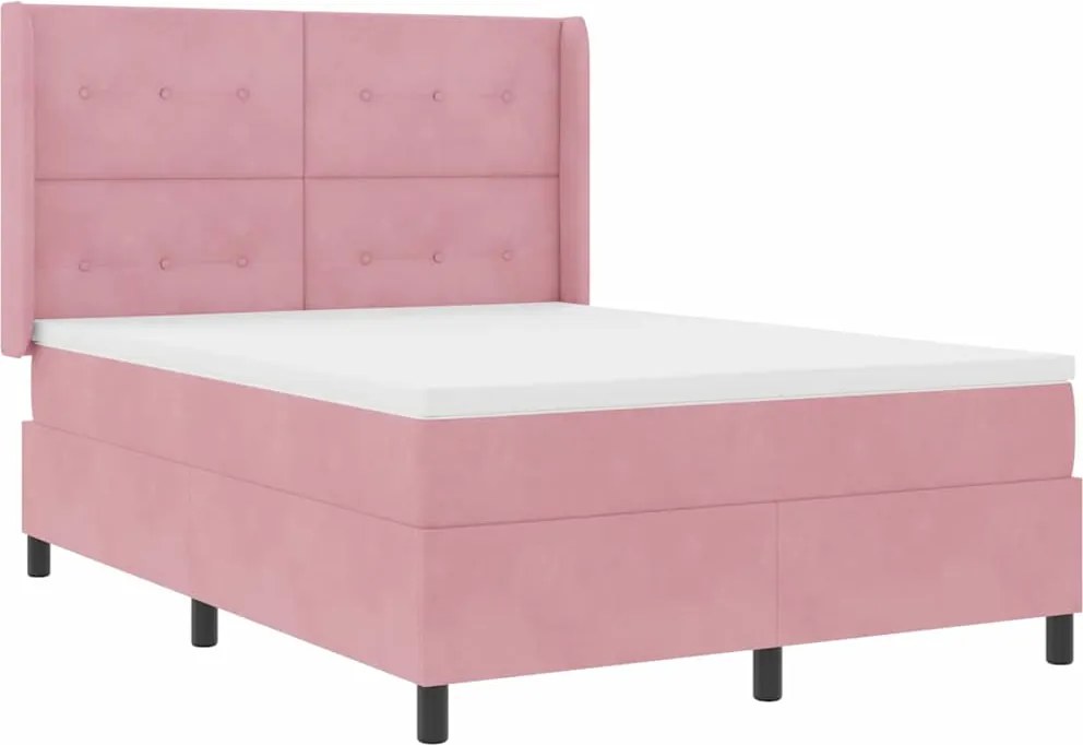 Postel s boxspringem s čelo Růžová 160 x 200 cm samet 3342019