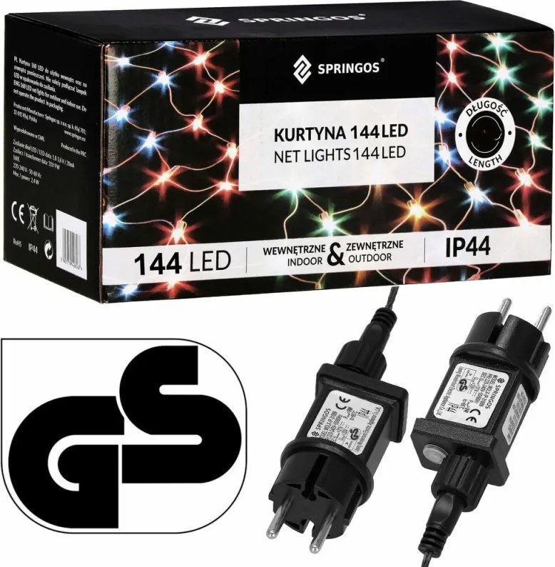 LED světelná síť - 2x2m, 144LED, 8 funkcí, paměť, IP44, multicolor