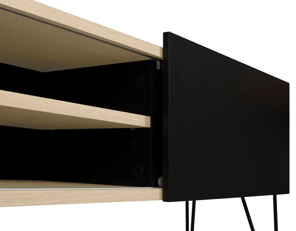 Černý dubový TV stolek TEMAHOME Nina 140 x 42 cm