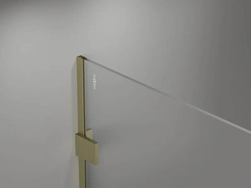 Mexen Lunar sprchová stěna Walk-in levá 70 x 200 cm, transparentní 8 mm, zlatá kartáčovaná - 830-070-000-55-00-L