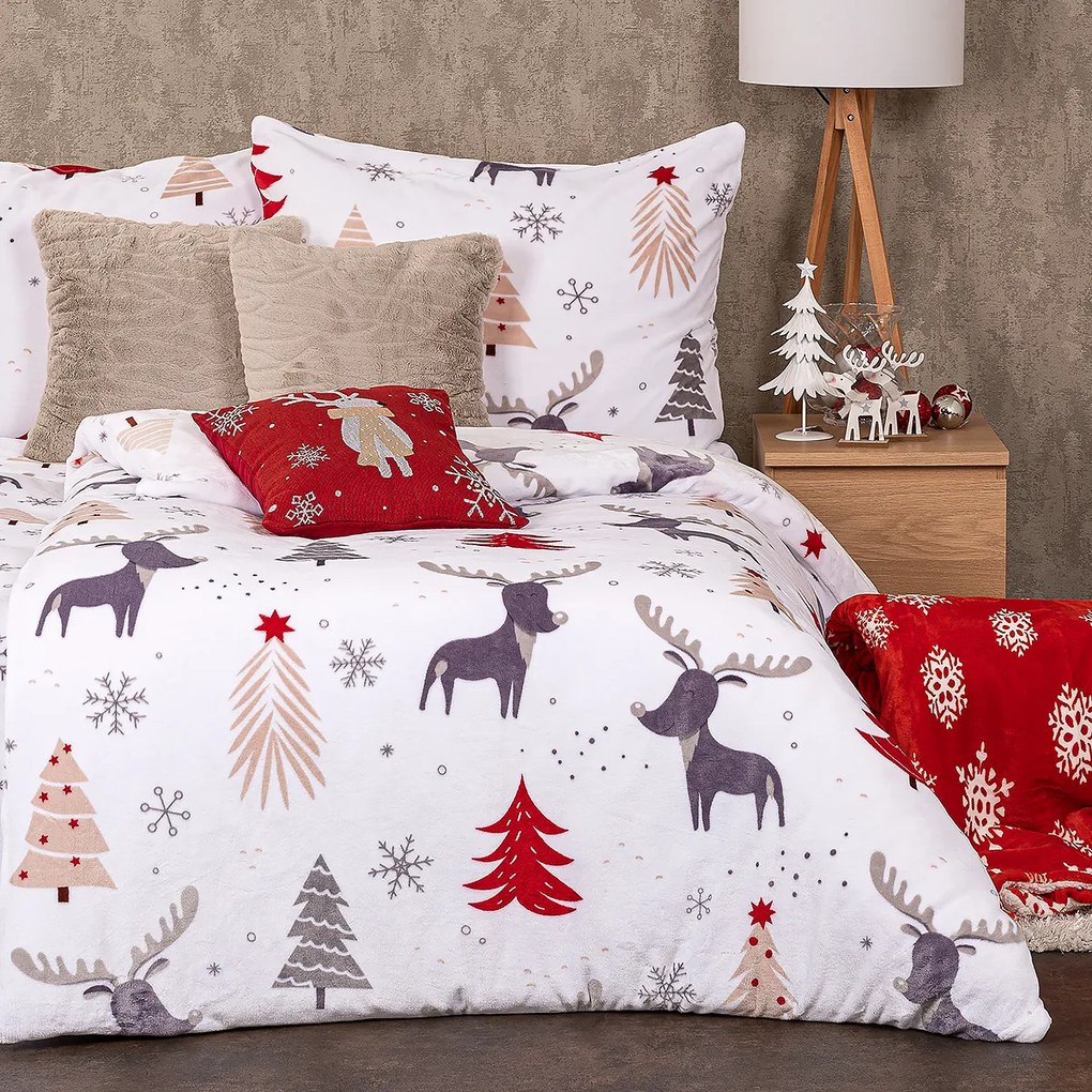 4Home Povlečení Cute reindeer mikroflanel, 140 x 220 cm, 70 x 90 cm