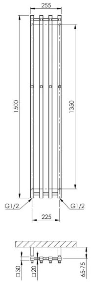 P.M.H. PX2C/4 - Koupelnový žebříkový radiátor PLUTO X 350W 150 cm lesklý chrom