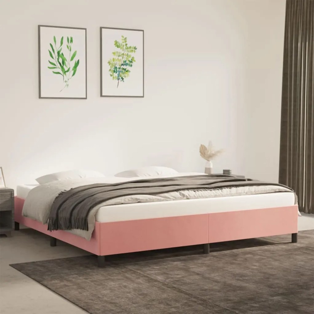 Rám postele růžový 200 x 200 cm samet,  347347