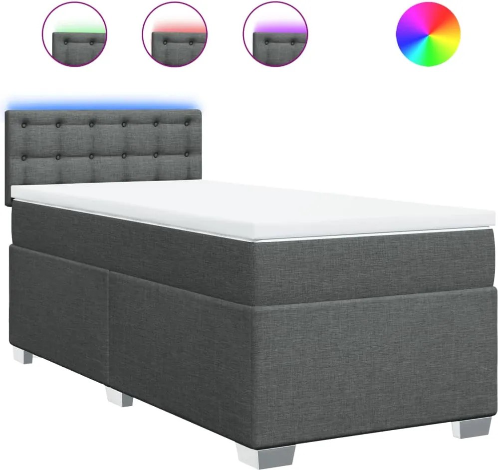 Box spring postel s matrací tmavě šedá 100 x 200 cm textil 3288114