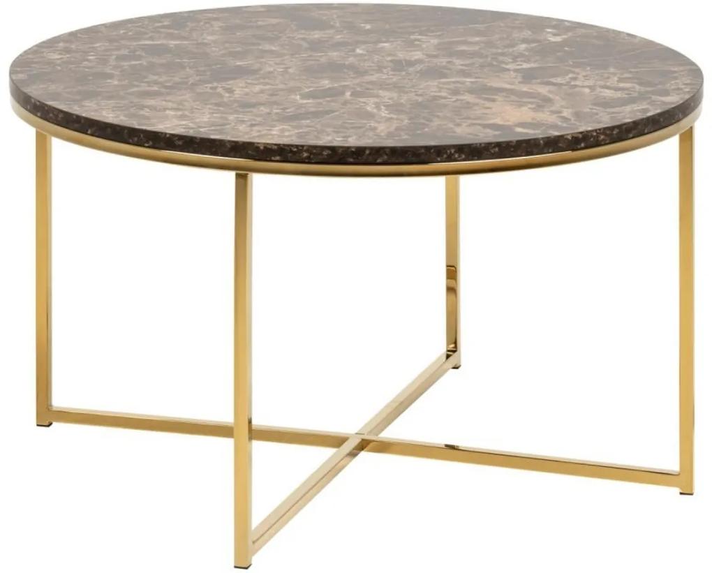 OnaDnes -20% Scandi Hnědý mramorový konferenční stolek Venice 80 cm