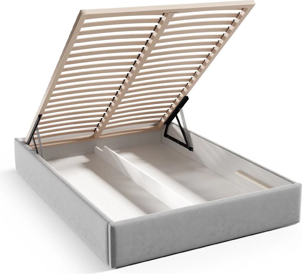 Eka Čalouněná postel INTIMA+ 160x200 cm Barva látky Trinity: Světle hnědá (Trinity 2306), Úložný prostor: S dřevěným rámem úložného prostoru, Barva nožek postele: Černá