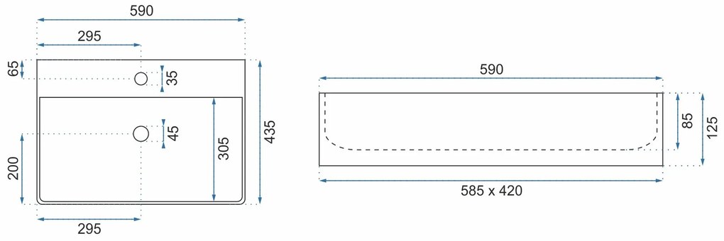 Keramické umyvadlo na desku REA GINA bílé