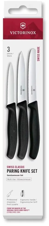 Victorinox - Sada kuchyňských nožů na zeleninu SWISS CLASSIC 3 ks černá
