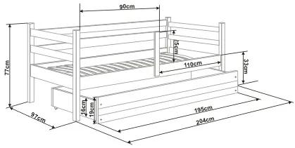 b2b1 BMS-group Dětská postel s přistýlkou ERYK 2 90x200 cm, bílá/bílá Pěnová matrace