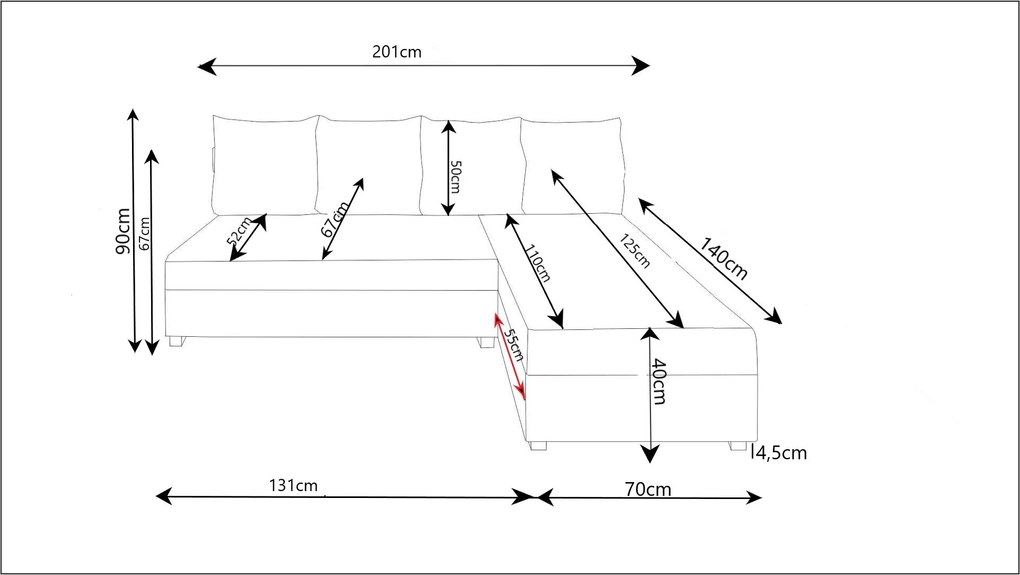 Rohová sedací souprava SANVI - hnědá / tmavě hnědá