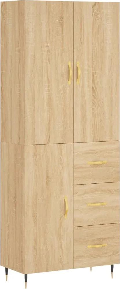 vidaXL Skříň highboard 69,5 x 34 x 180 cm kompozitní dřevo [3195886] Barva: bílá s vysokým leskem