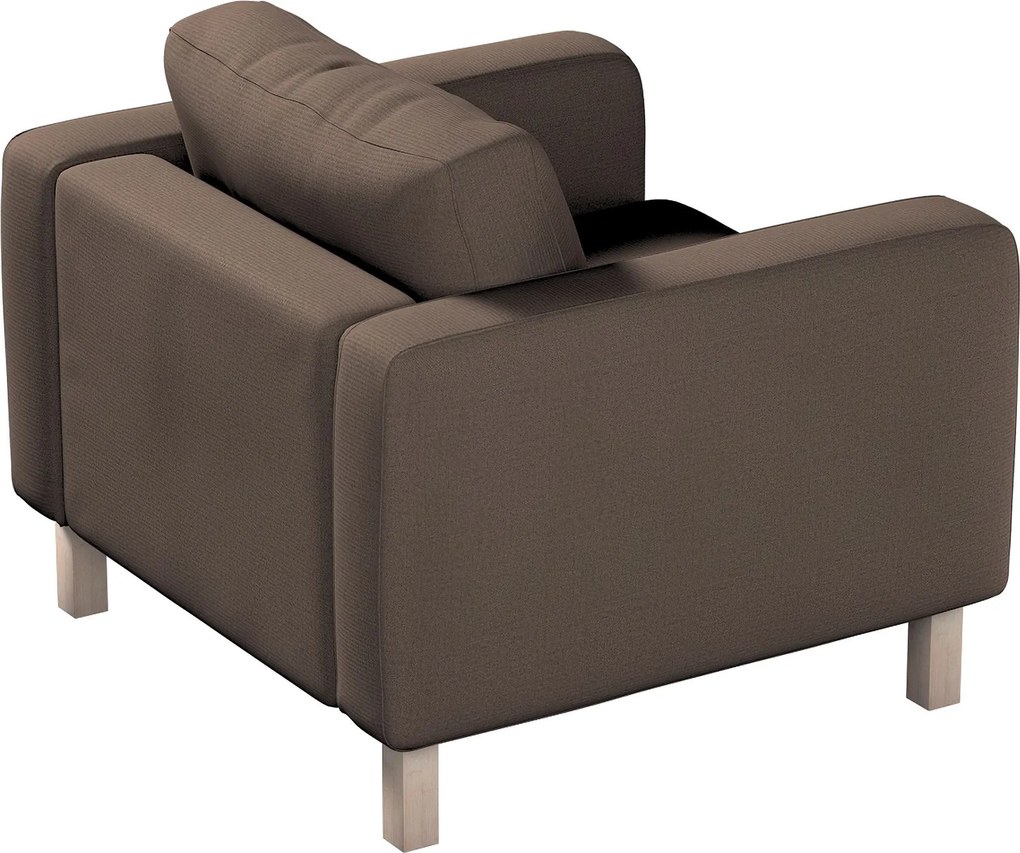 Potah na křeslo IKEA Karlstad, krátký barva hnědá látka pletený vzor