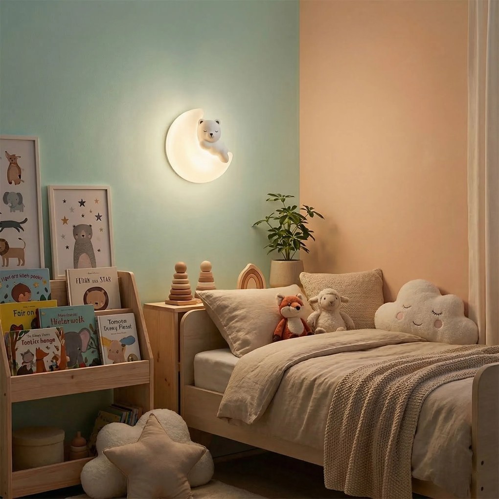 Toolight Rea, LED NÁSTĚNNÉ SVÍTIDLO G180-W MEDVĚD NA MĚSÍCI, OSW-07811