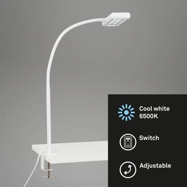 Brilo - LED Flexibilní stolní lampa s klipem TRASNA LED/7,5W/230V bílá