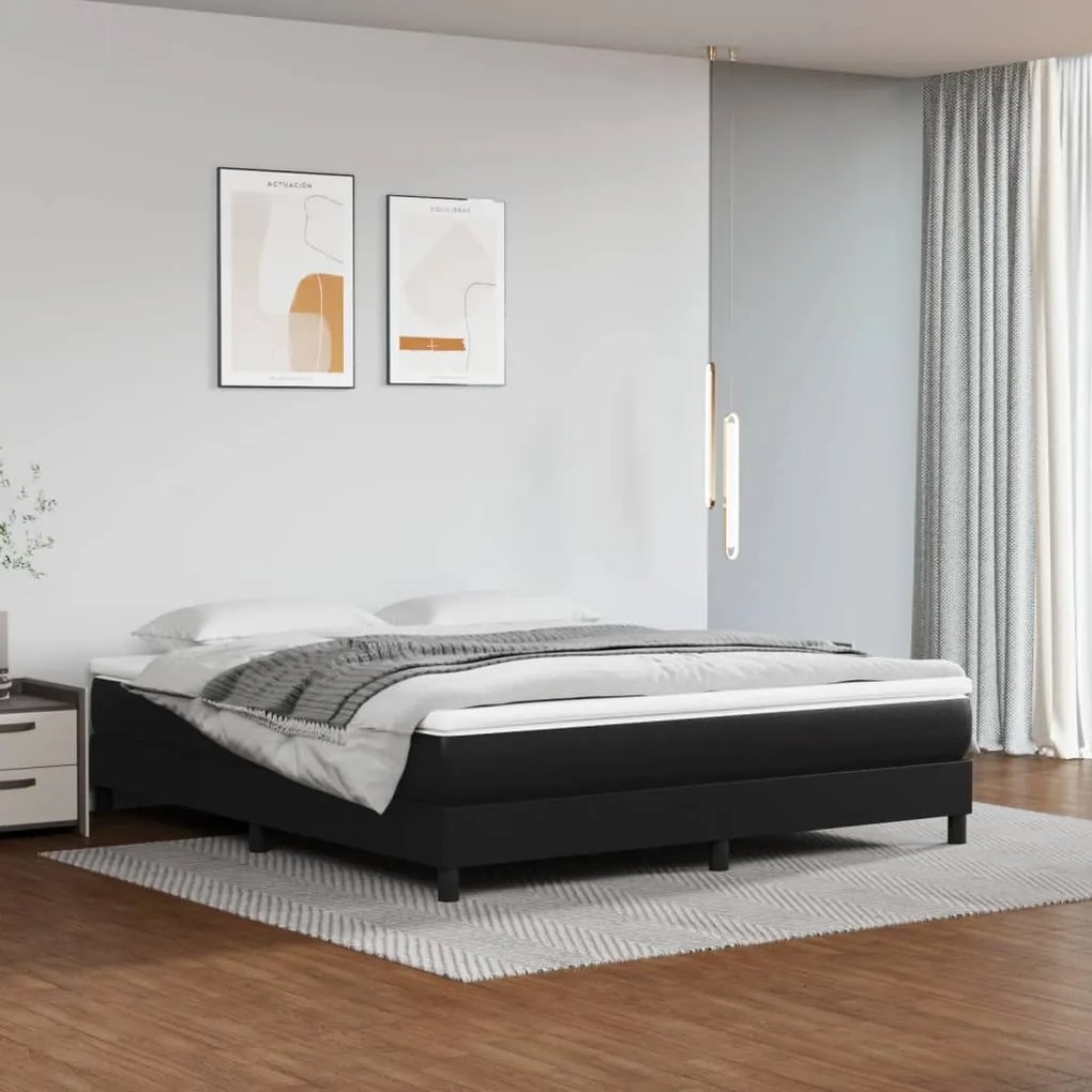 Box spring postel s matrací černá 160x200 cm umělá kůže 3144267