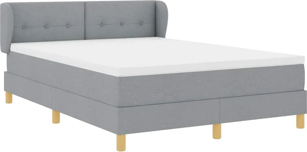 Postel s boxspringem s čelo Světle šedá 160 x 200 cm textil 3340220
