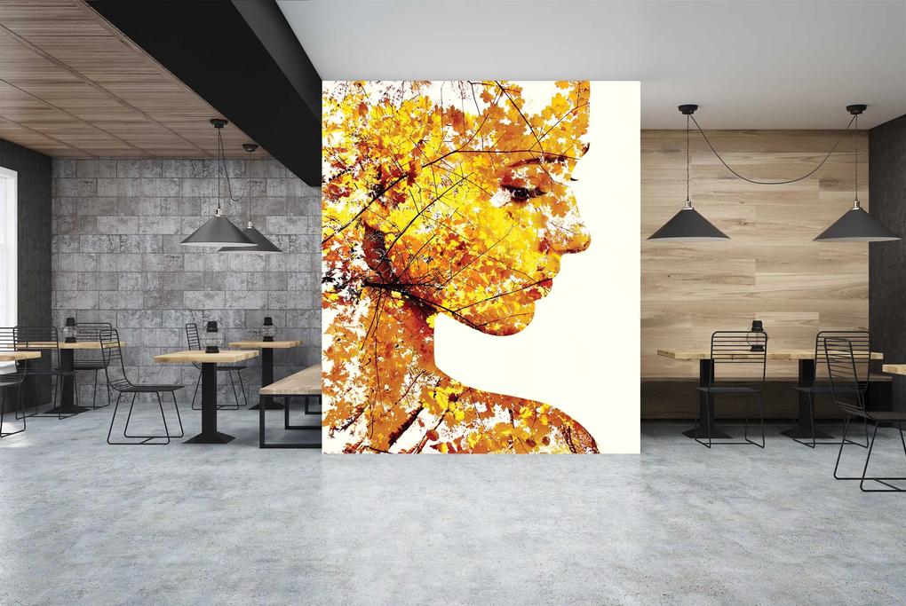 Malvis ® Tapeta Žena podzimní listí Vel. (šířka x výška): 144 x 105 cm