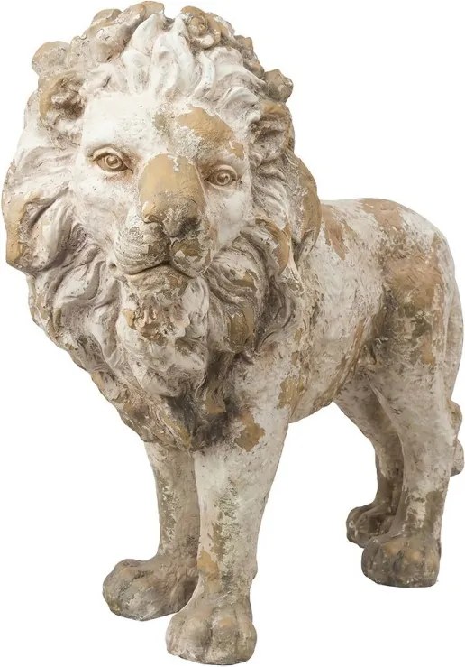 Béžová dekorativní figurka lev v antik stylu - 93*33*78 cm