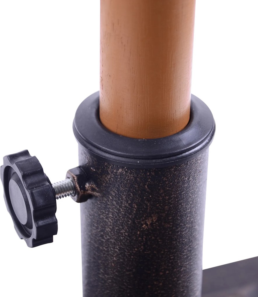 Stojan na slunečník Outsunny, polyesterová pryskyřice, 9 kg, základna pro slunečníky s průměrem pól 38 mm/48 mm, pro zahradu, balkon, bronzová