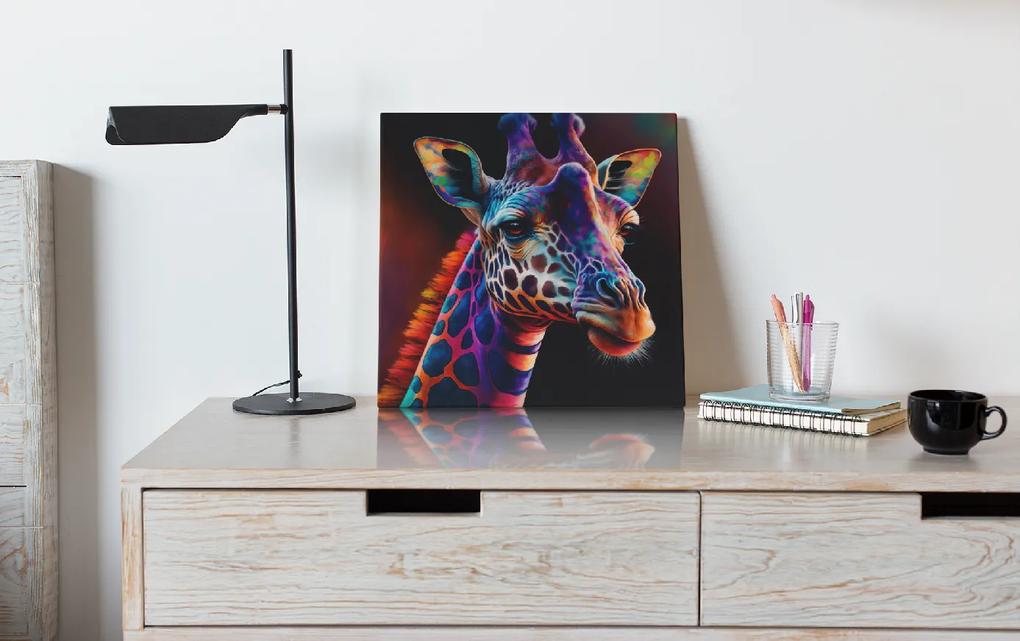 Obraz na plátně - barevná žirafa FeelHappy.cz Velikost obrazu: 40 x 40 cm