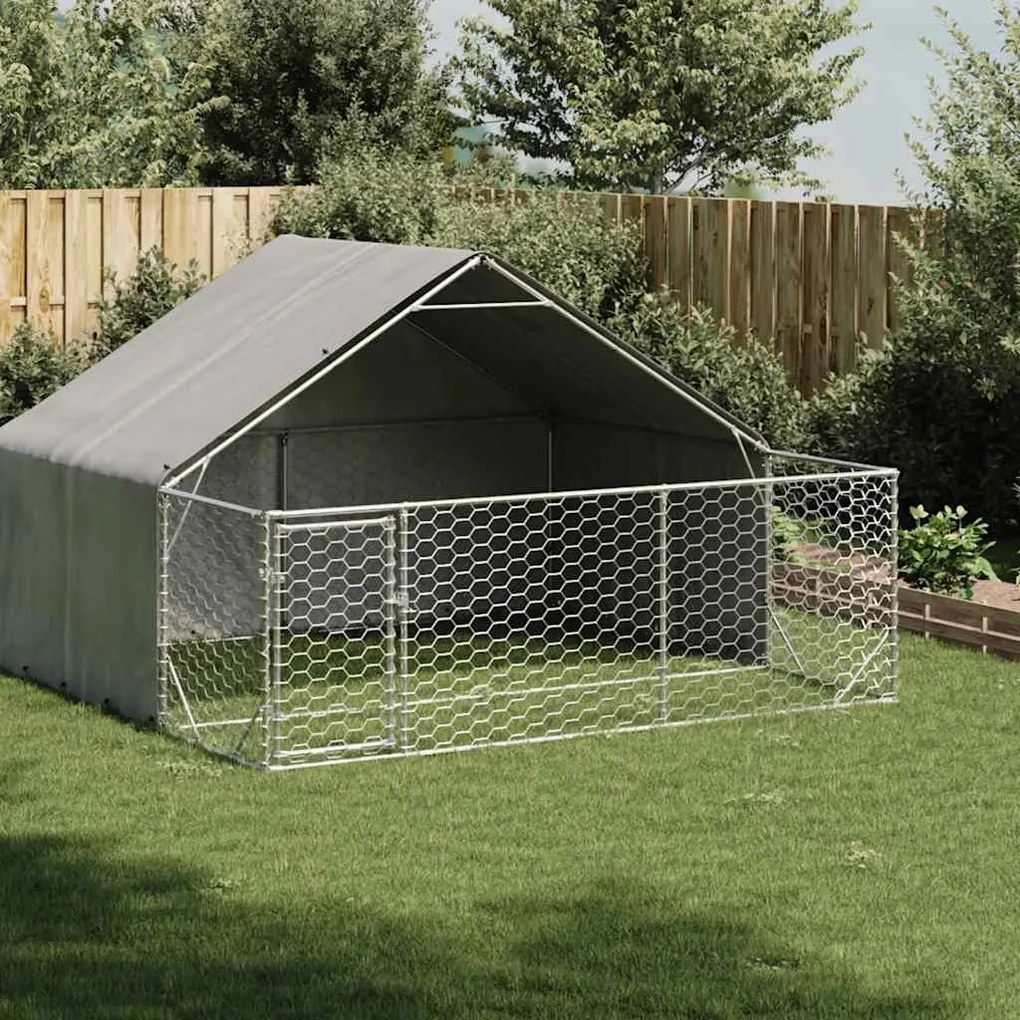 Venkovní psí kotec s výběhem 3x3x1,9 m pozinkovaná ocel 3329240