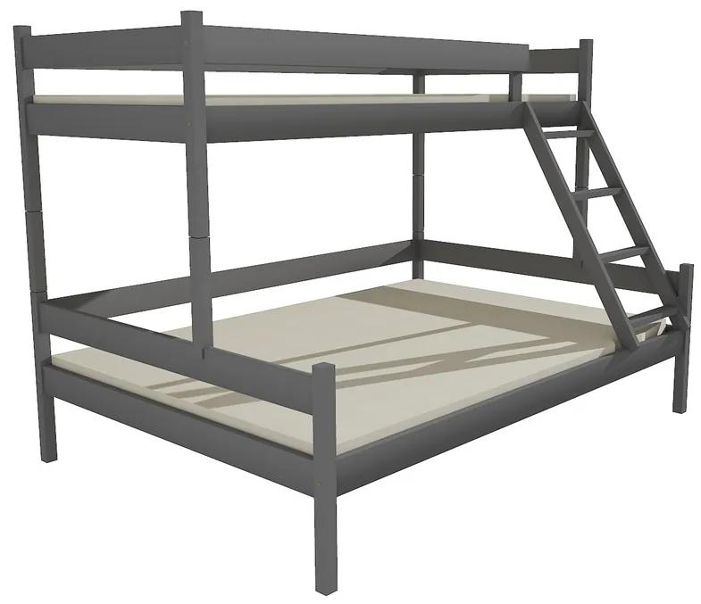 Vomaks Patrová postel s rozšířeným spodním lůžkem PPS 002 100/140 x 180 cm bezbarvý lak