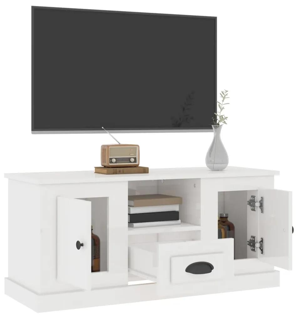 TV skříňka bílá vysoký lesk 100 x 35,5 x 45 cm kompozitní dřevo - Default Title