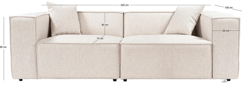 Hanah Home Dvoumístná pohovka LORA světle hnědá 220 cm