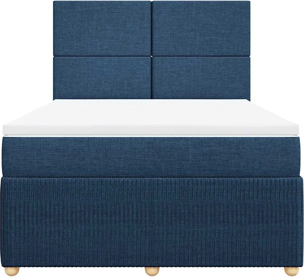 Box spring postel s matrací modrá 140x200 cm textil 3294378