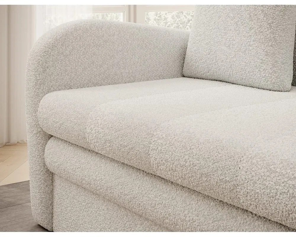 Bílá rozkládací/s úložným prostorem pohovka z textilie bouclé 130 cm Ario - II. jakost – ELTAP