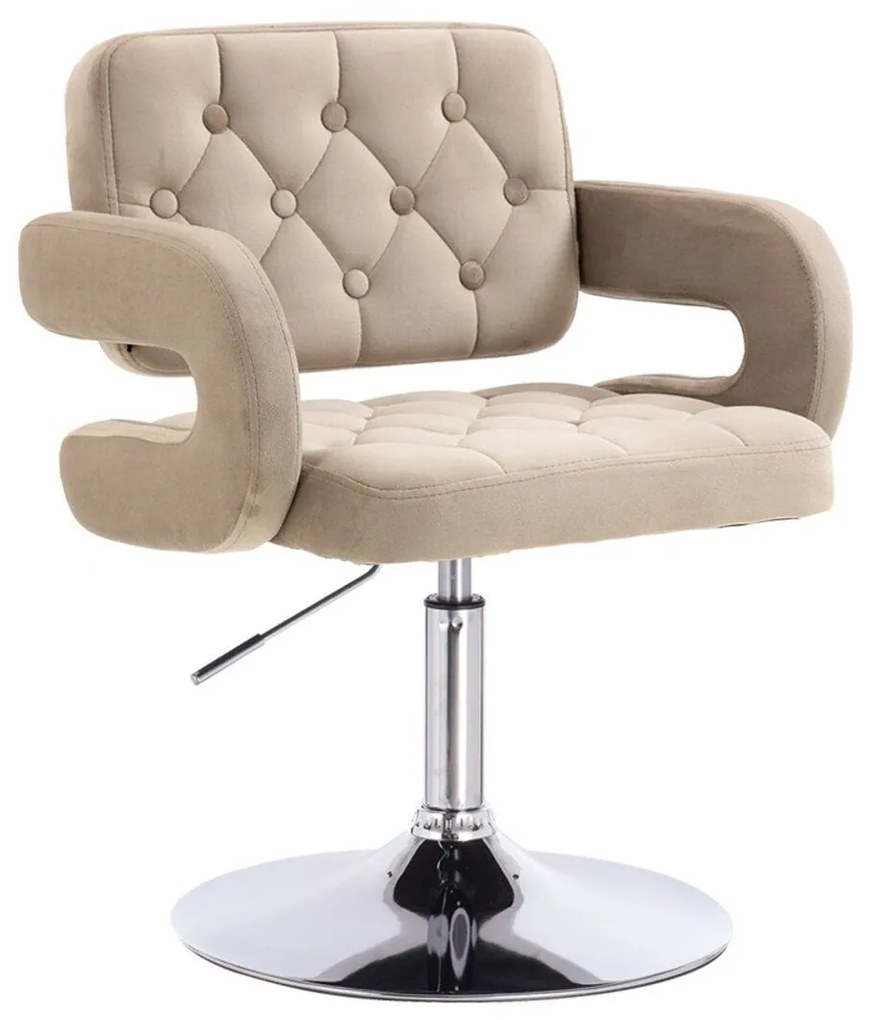 LuxuryForm DESIGN Otočná židle ADRIA VELUR na stříbrném talíři - latte