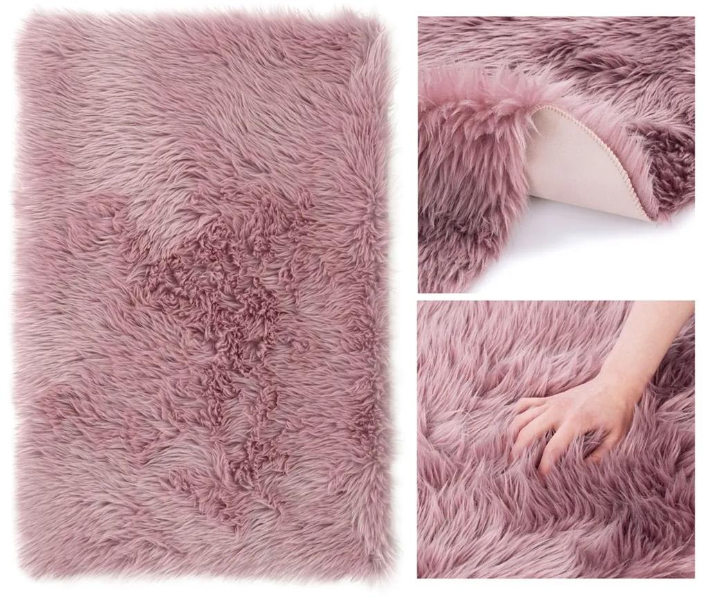 Huňatý růžový koberec DOKKA Rozměr: 50 x 150 cm