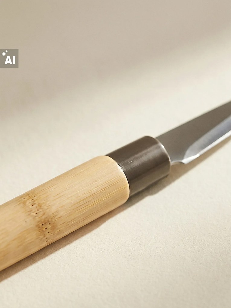 Sinsay - Kuchyňský nůž s bambusovou rukojetí - béžová