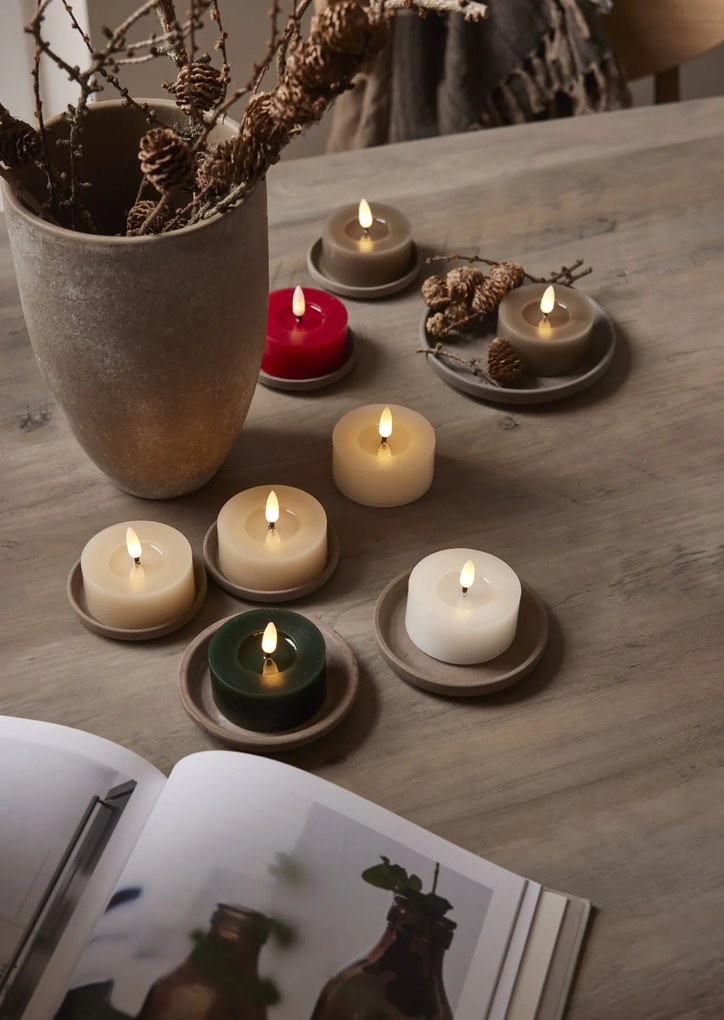 STAR TRADING Čajová LED svíčka Flamme Beige 4 cm – set 2 ks, béžová barva, plast, vosk