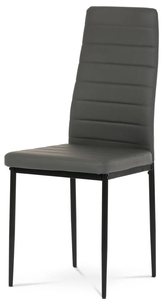 AUTRONIC Židle jídelní, šedá koženka, černý kov