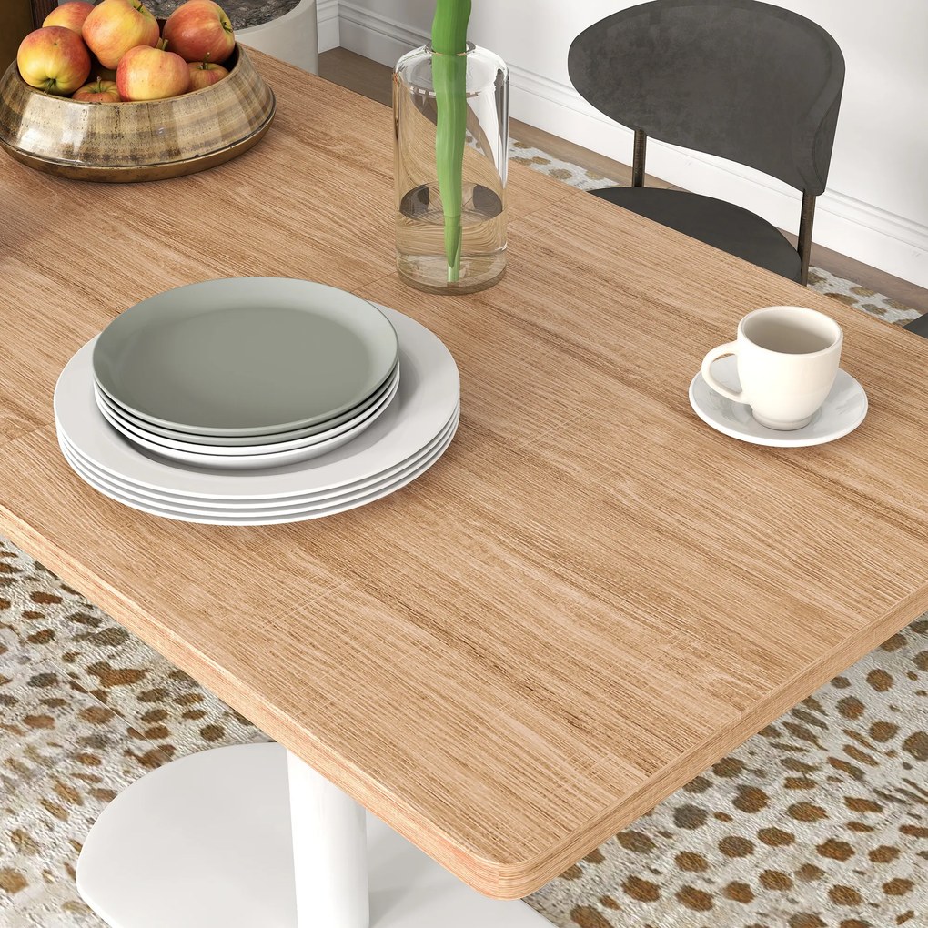 HOMCOM obdélníkový jídelní stůl pro 6 osob, 120 x 70 x 75 cm, kuchyňský stůl s podstavcem a tlustou deskou, dub bílý