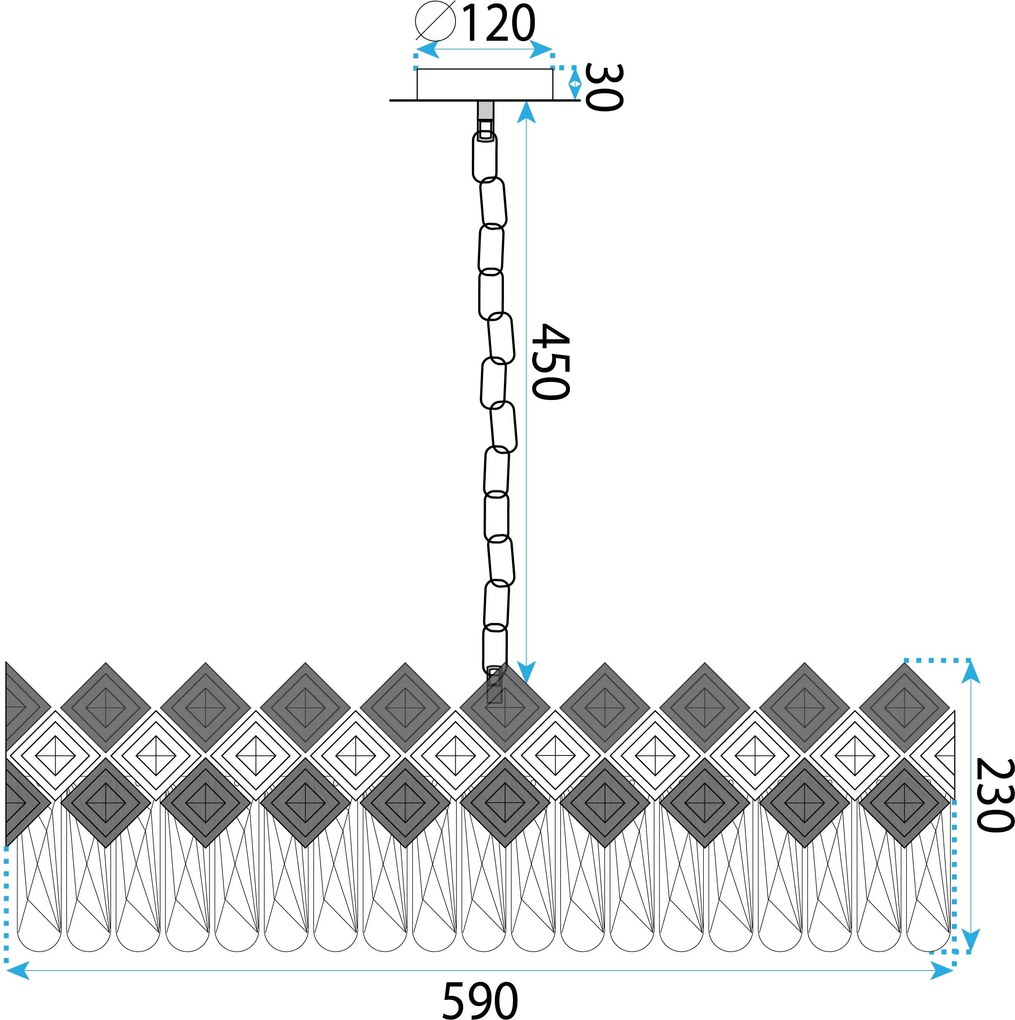Toolight Toolight, zásvěsná křišťálová svítilna 8xE14 APP1540-8CP60, zlatá lesklá, OSW-05171