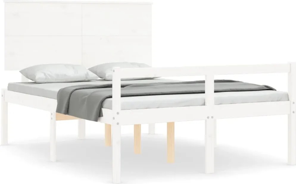 Postel s čelem pro seniory bílý 120x200 cm masivní dřevo 3195477