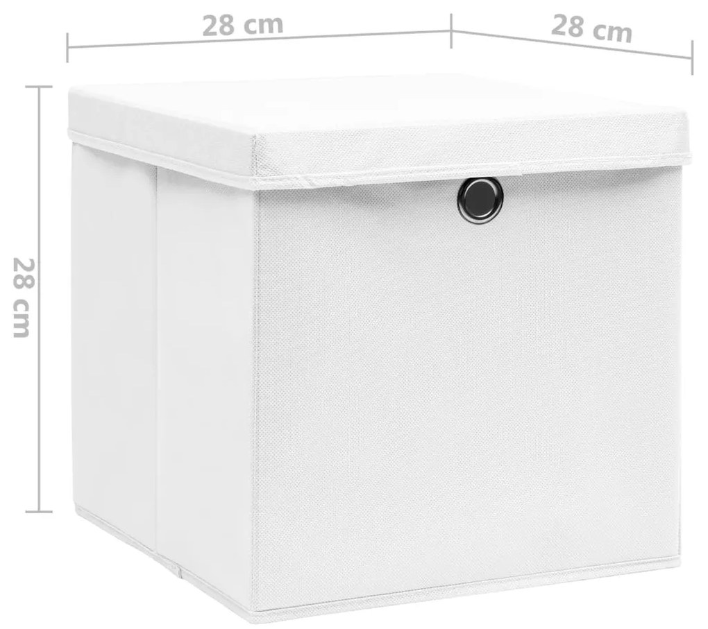 Úložné boxy s víky 10 ks 28 x 28 x 28 cm bílé - Default Title