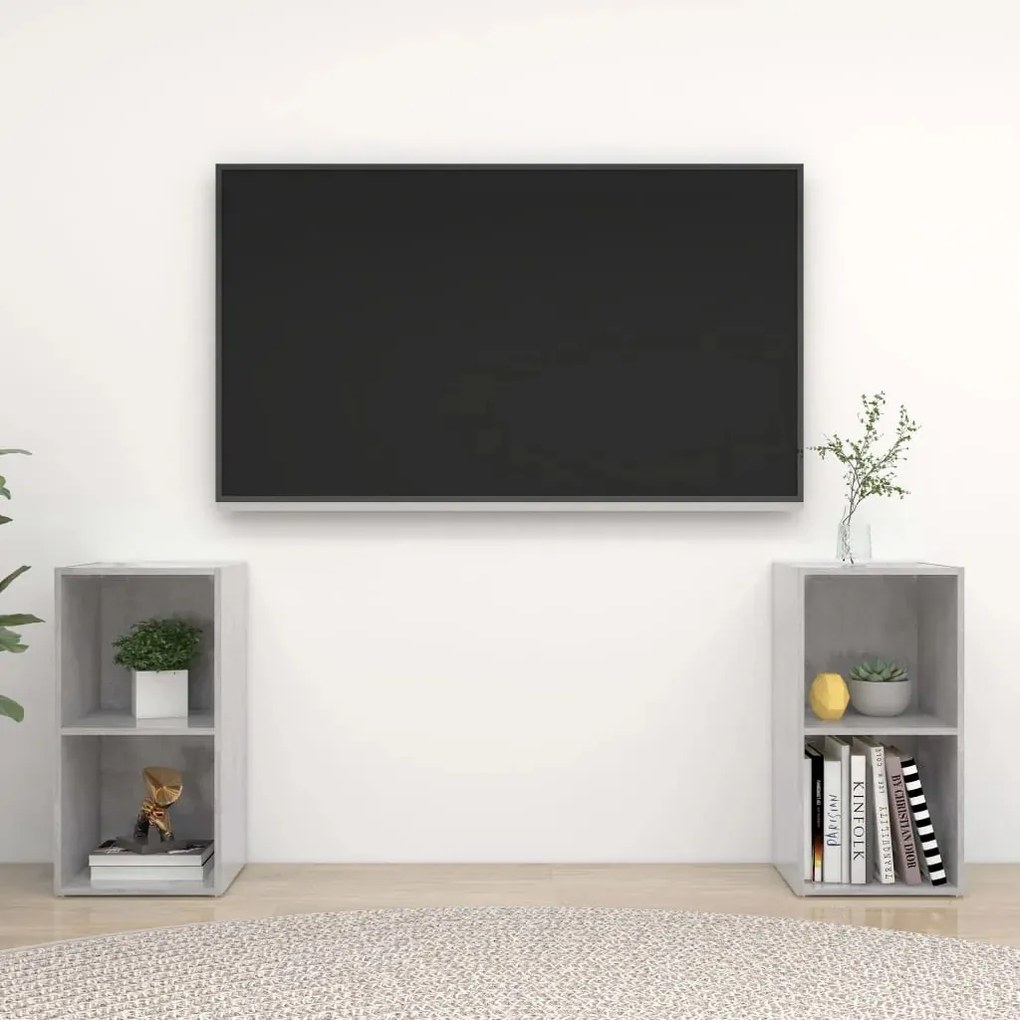Tv skříňky 2 ks betonově šedé 72x35x36,5 cm kompozitní dřevo