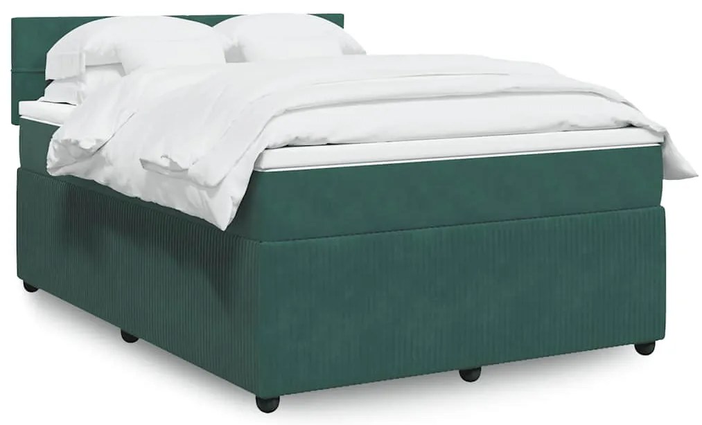 Box spring postel s matrací tmavě zelená 140x200 cm samet 3287761