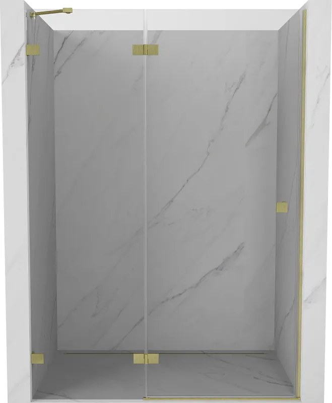 Mexen, Mexen Lunar levé otočné sprchové dveře 135 cm, transparentní, broušené zlato - 834-135-000-55-00-L