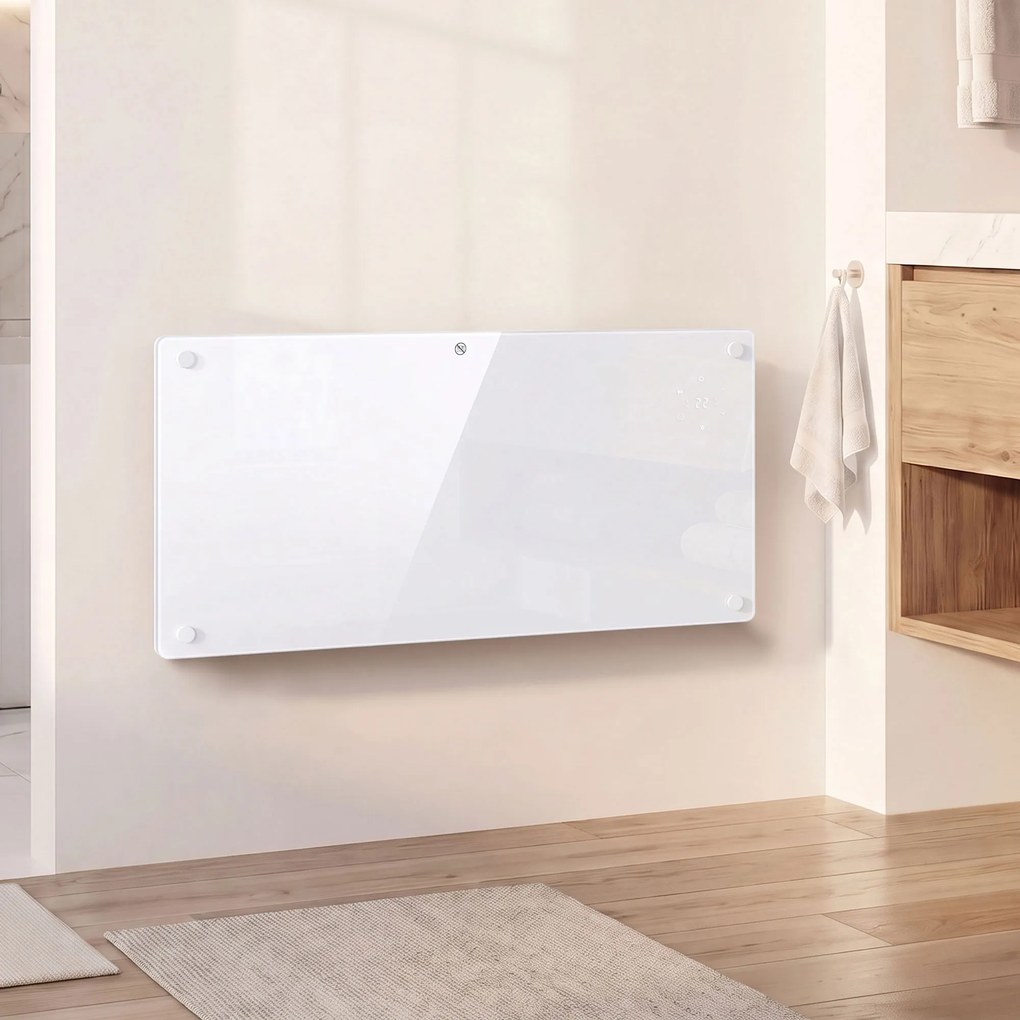 HOMCOM Elektrický topný těleso 2000W nástěnný a stojanový konvektor, kompatibilní s Alexou a Google Home, bílá