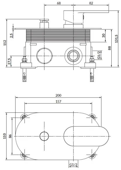 Cersanit S951-322 - Sprchová baterie pro podomítkovou instalaci CREA černá